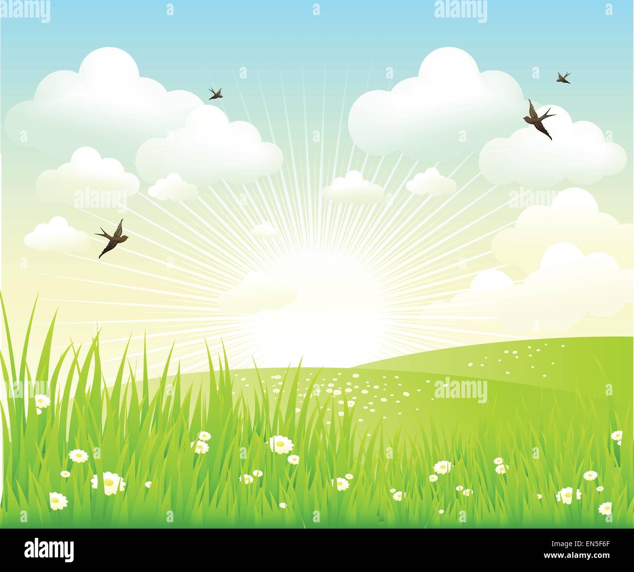 Clean spring amazing scenery. Vector nature landscape Stock Vector ...
