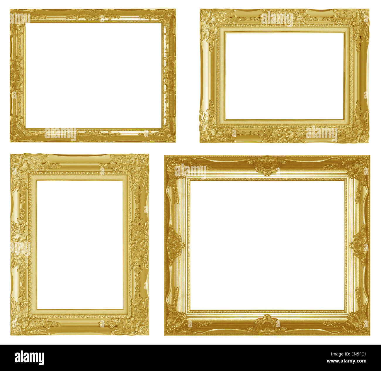Picture frame gold wood frame on a white background Stock Photo - Alamy