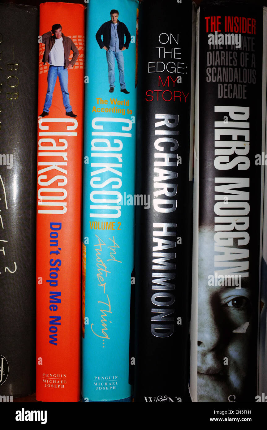 A selection of celebrity autobiographies on including books by Piers ...