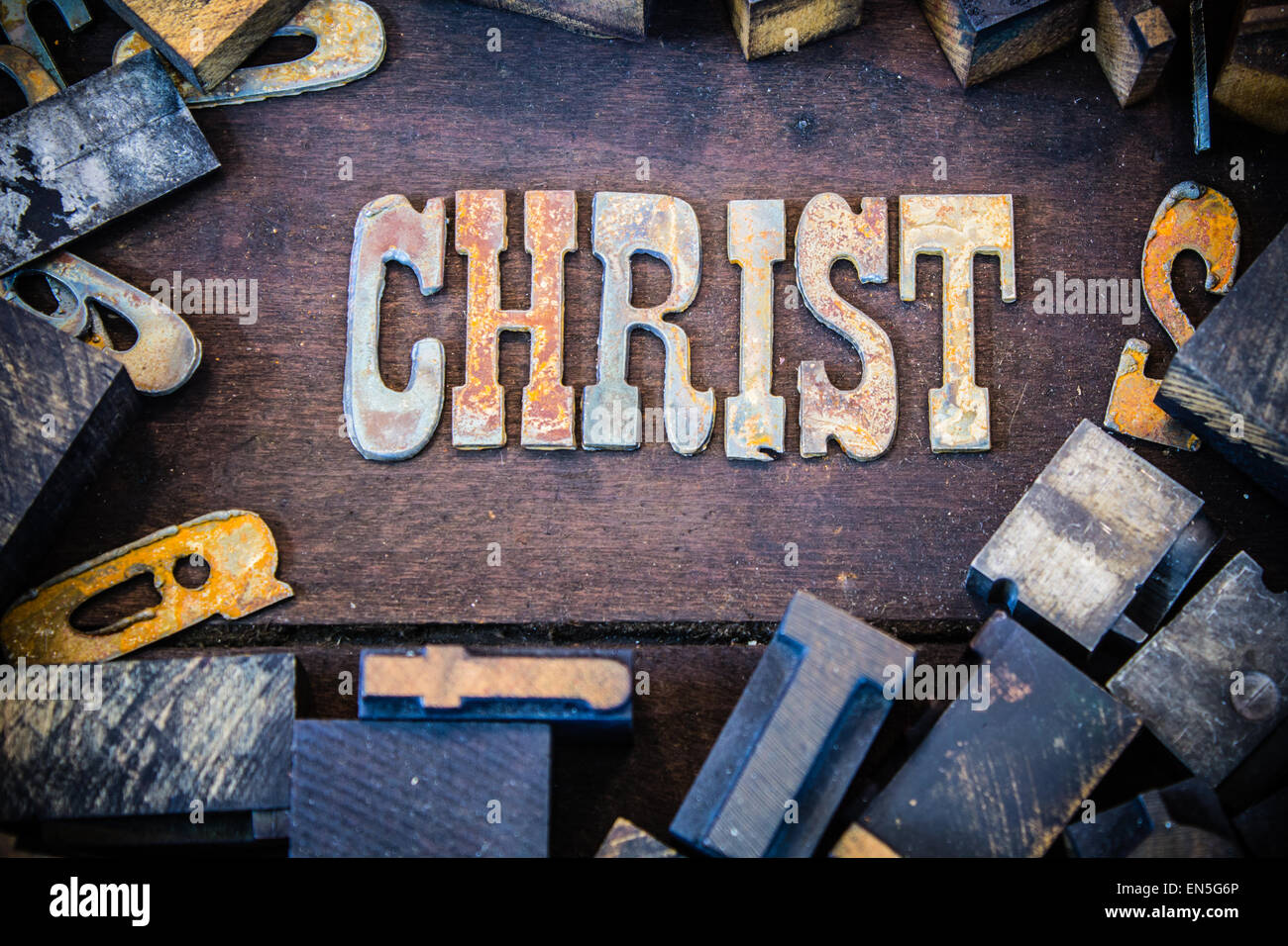 Word christ written in rusted hi-res stock photography and images - Alamy