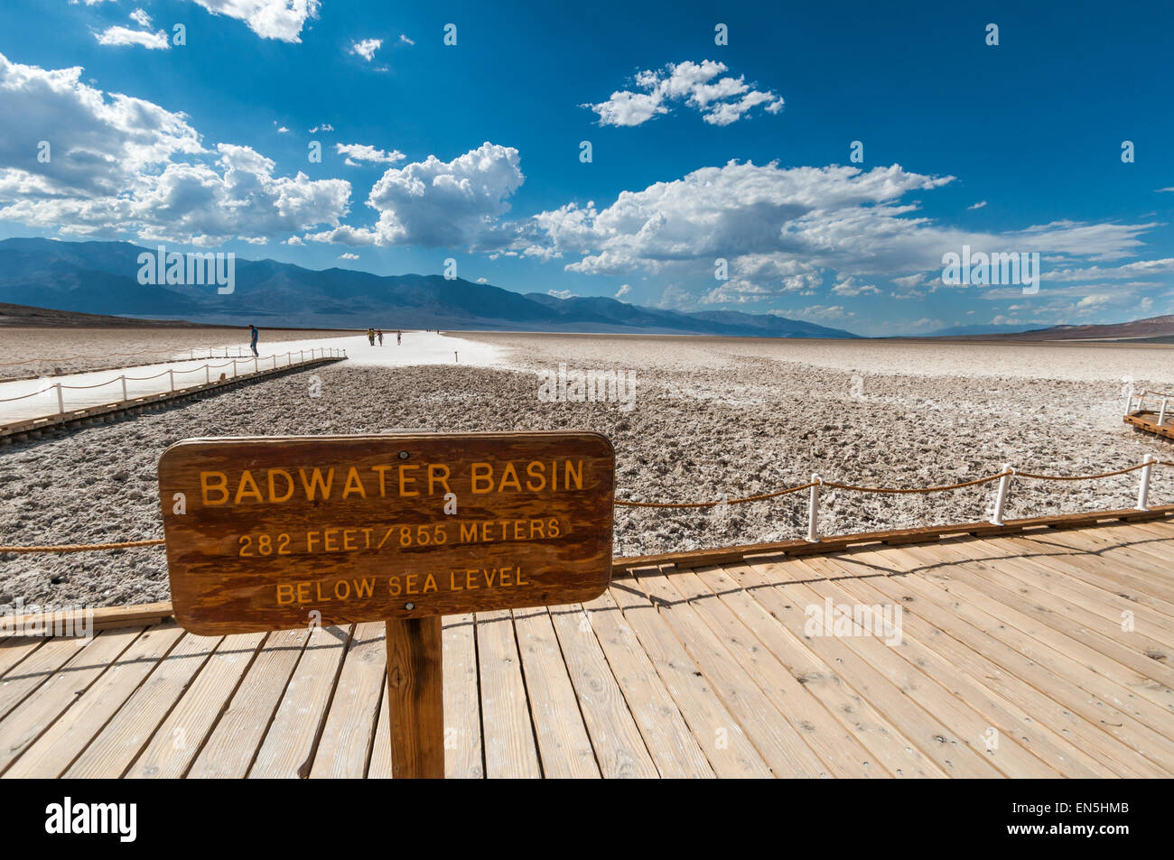 death valley bad water basin on below sealevel sign Stock Photo - Alamy