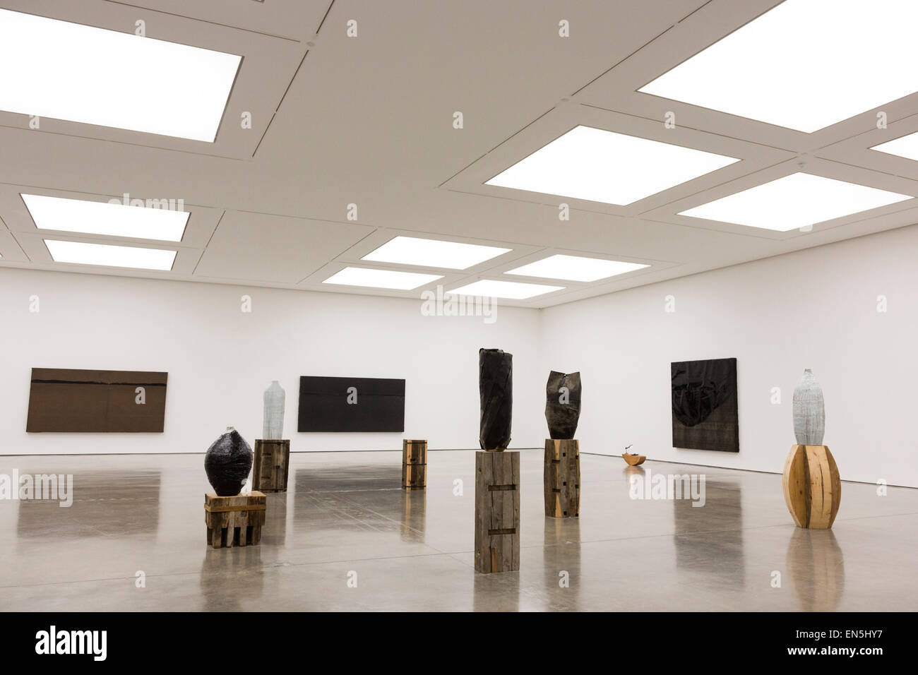 London, UK. 28 April 2015. Pictured: large scale tar paintings. The ...