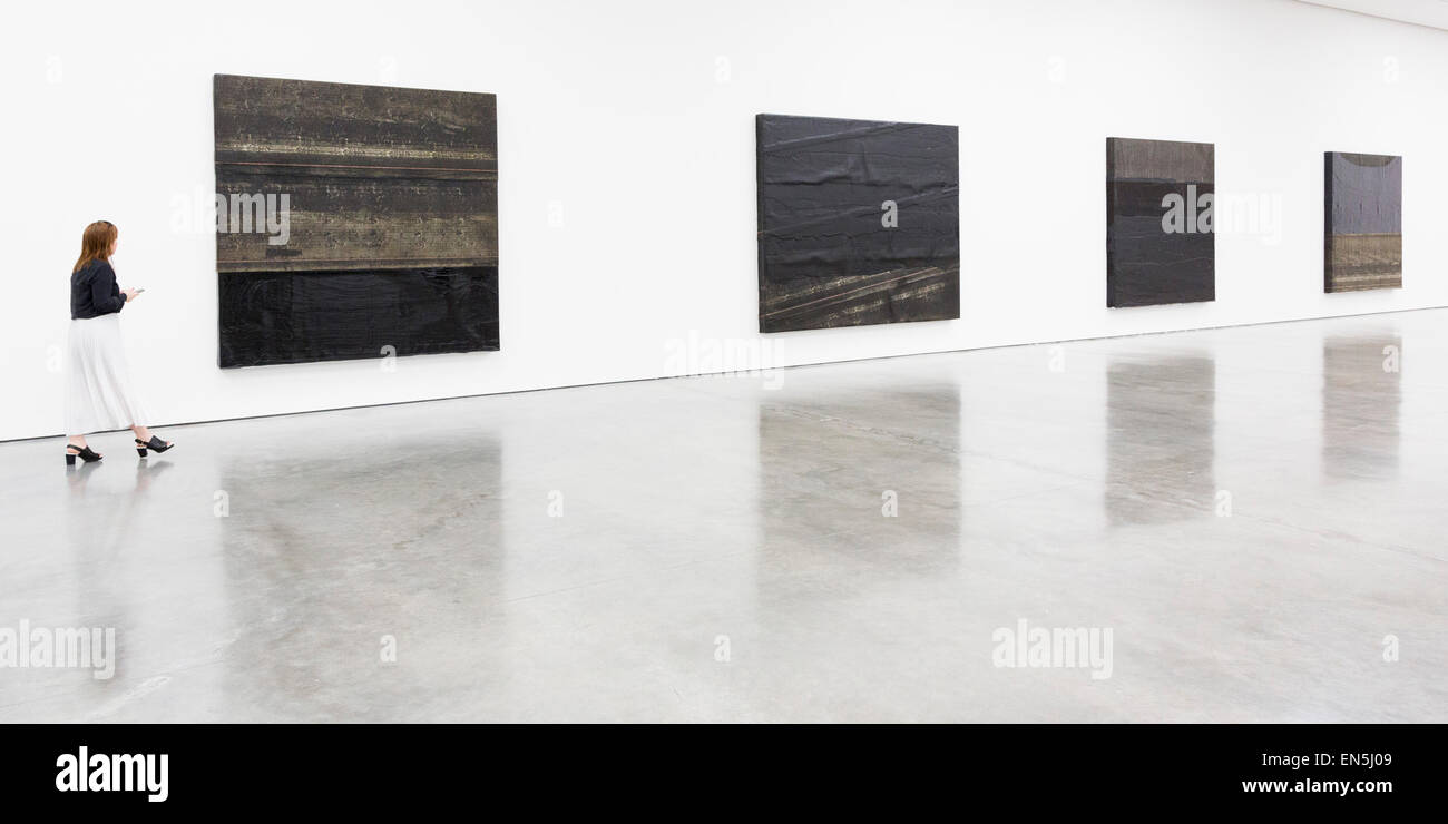 London, UK. 28 April 2015. Pictured: large scale tar paintings. The ...