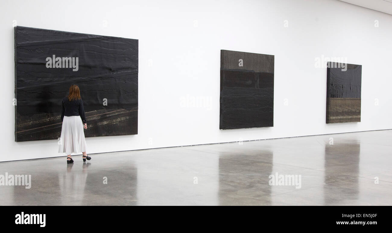 London, UK. 28 April 2015. Pictured: large scale tar paintings. The ...