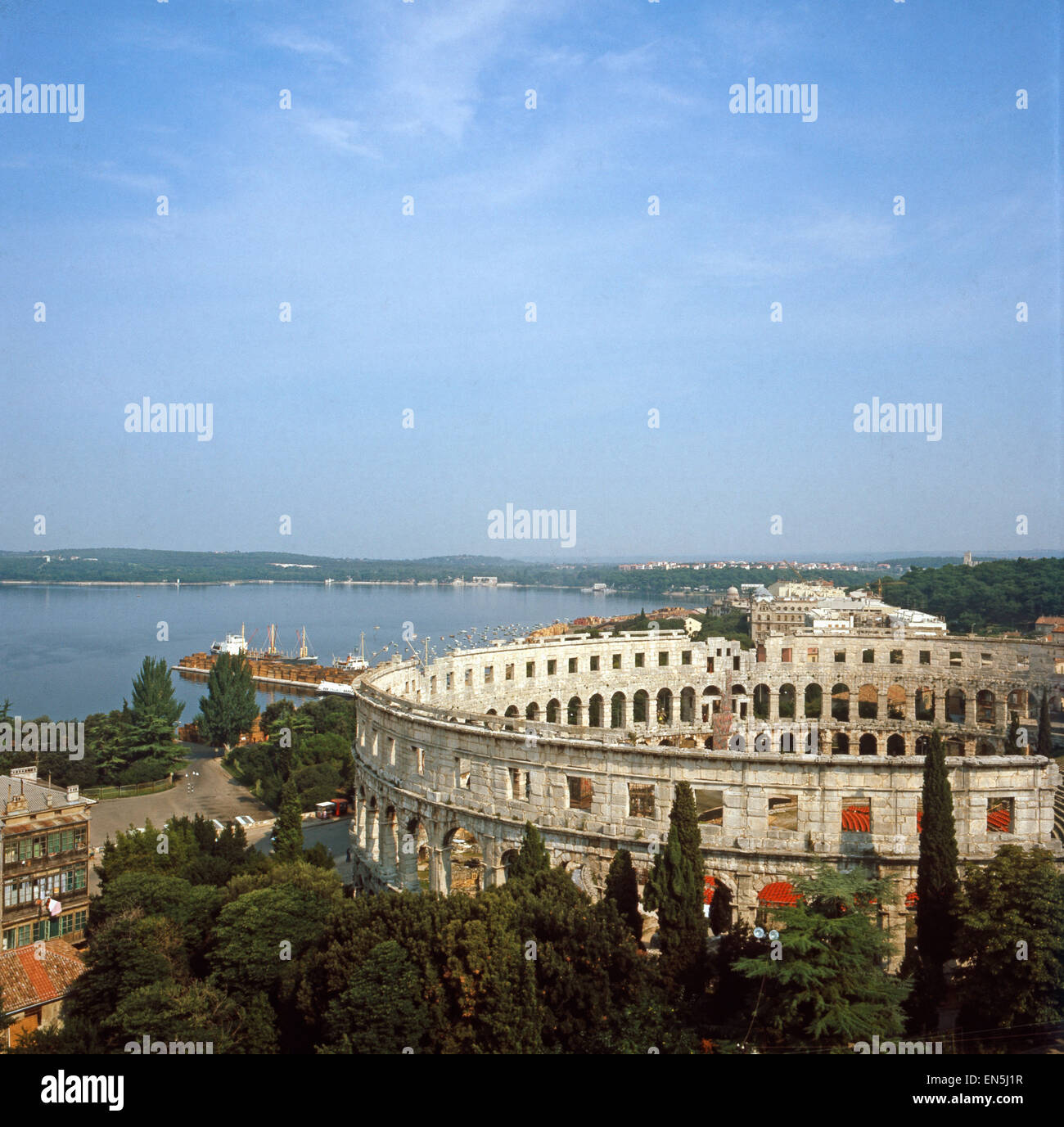 Das Amphitheater von Pula, Kroatien, Jugoslawien 1970er Jahre. The ...