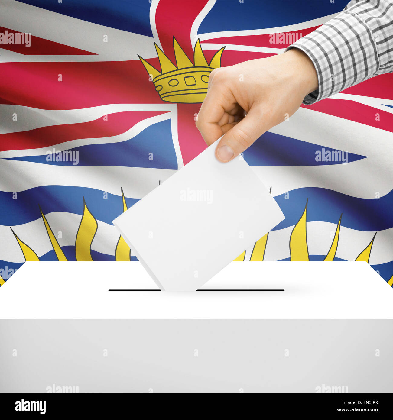 Ballot box with Canadian province flag on background series - British ...