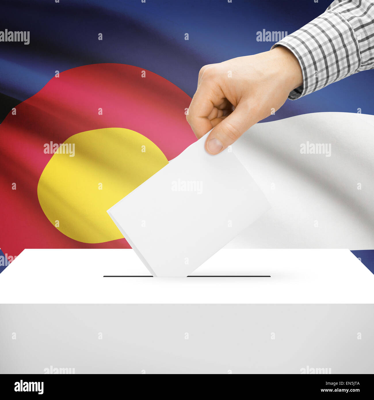 Ballot box with US state flag on background series - Colorado Stock ...