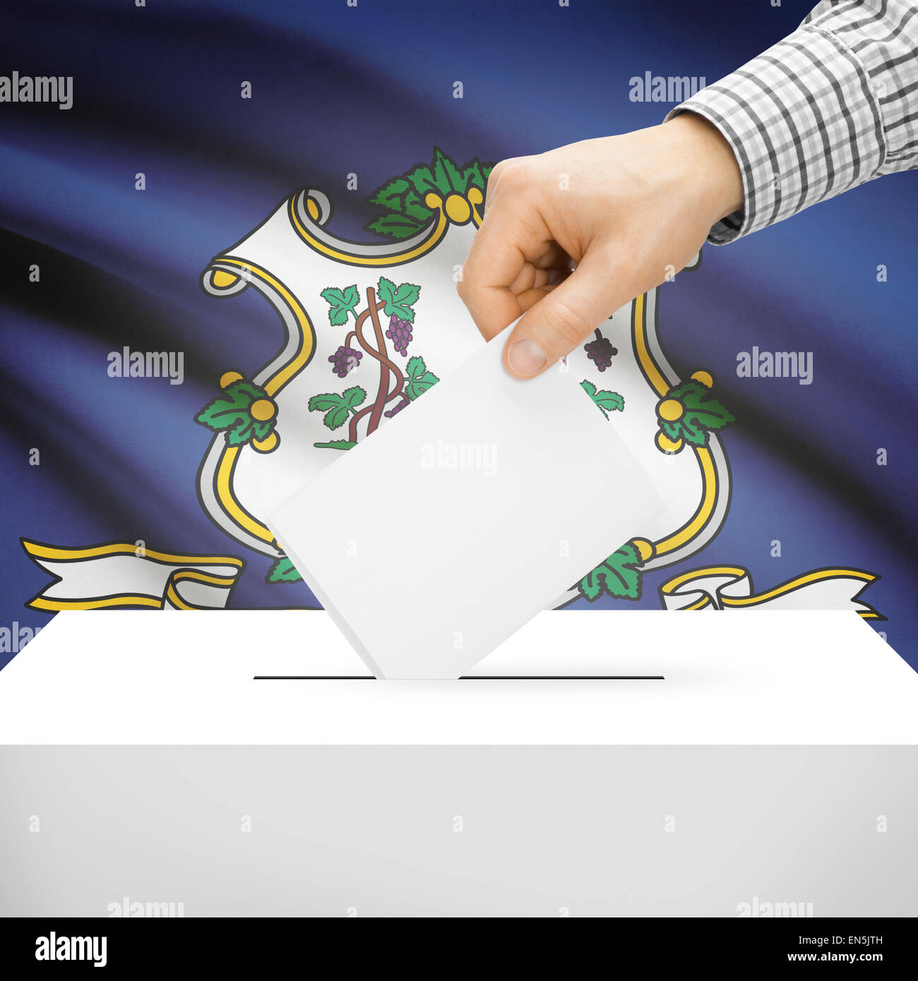 Ballot box with US state flag on background series - Connecticut Stock ...