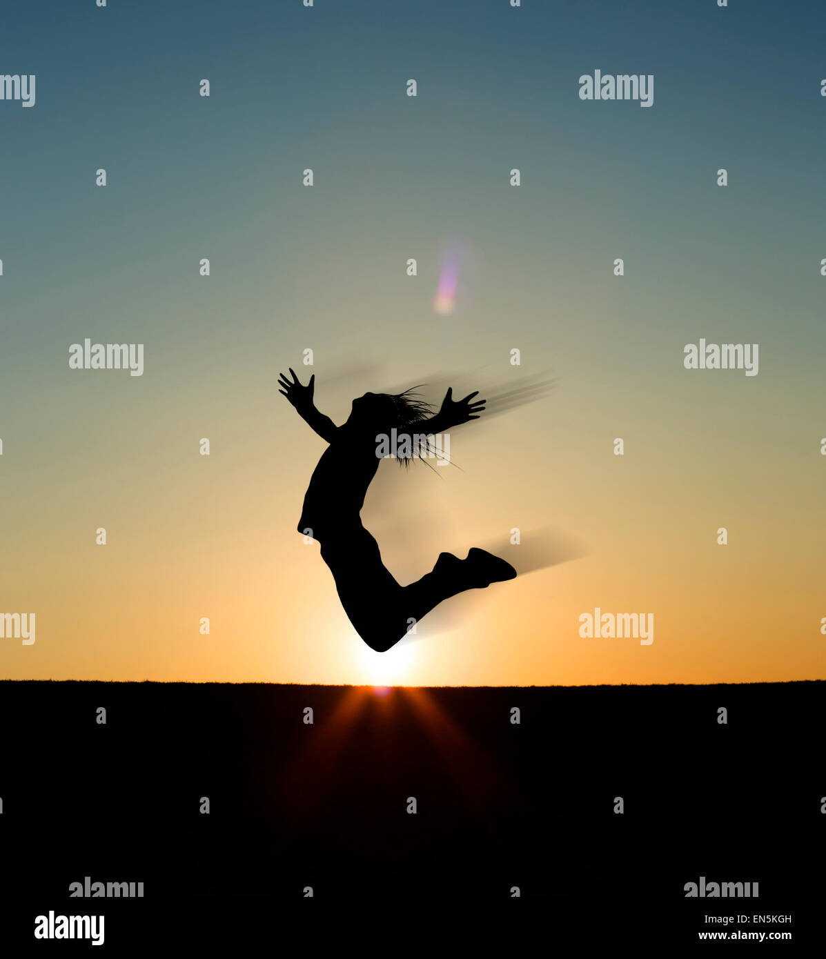 Jumping person in air, expressing himself Stock Photo - Alamy