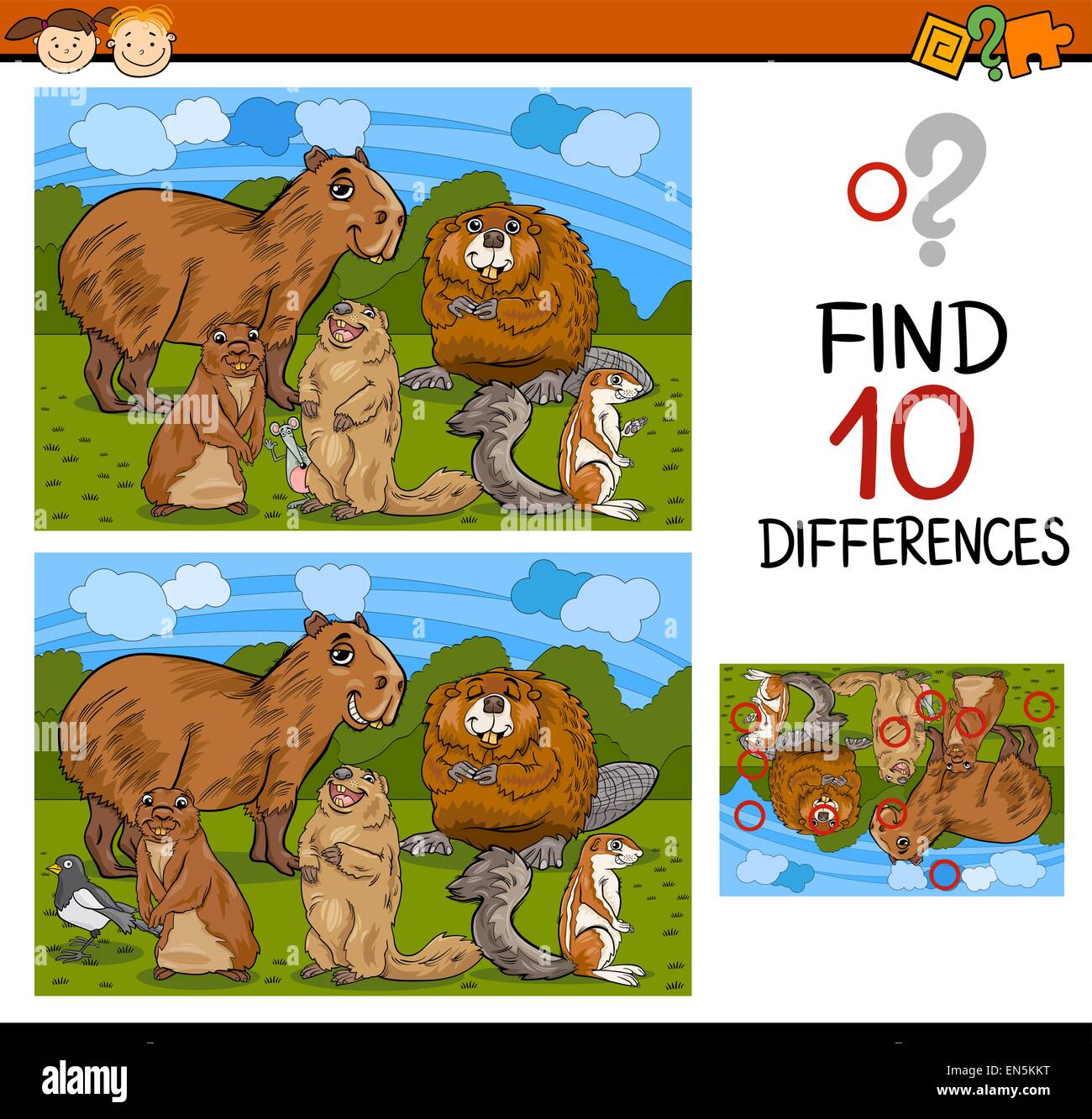Cartoon Illustration Spot Differences Educational High Resolution Stock
