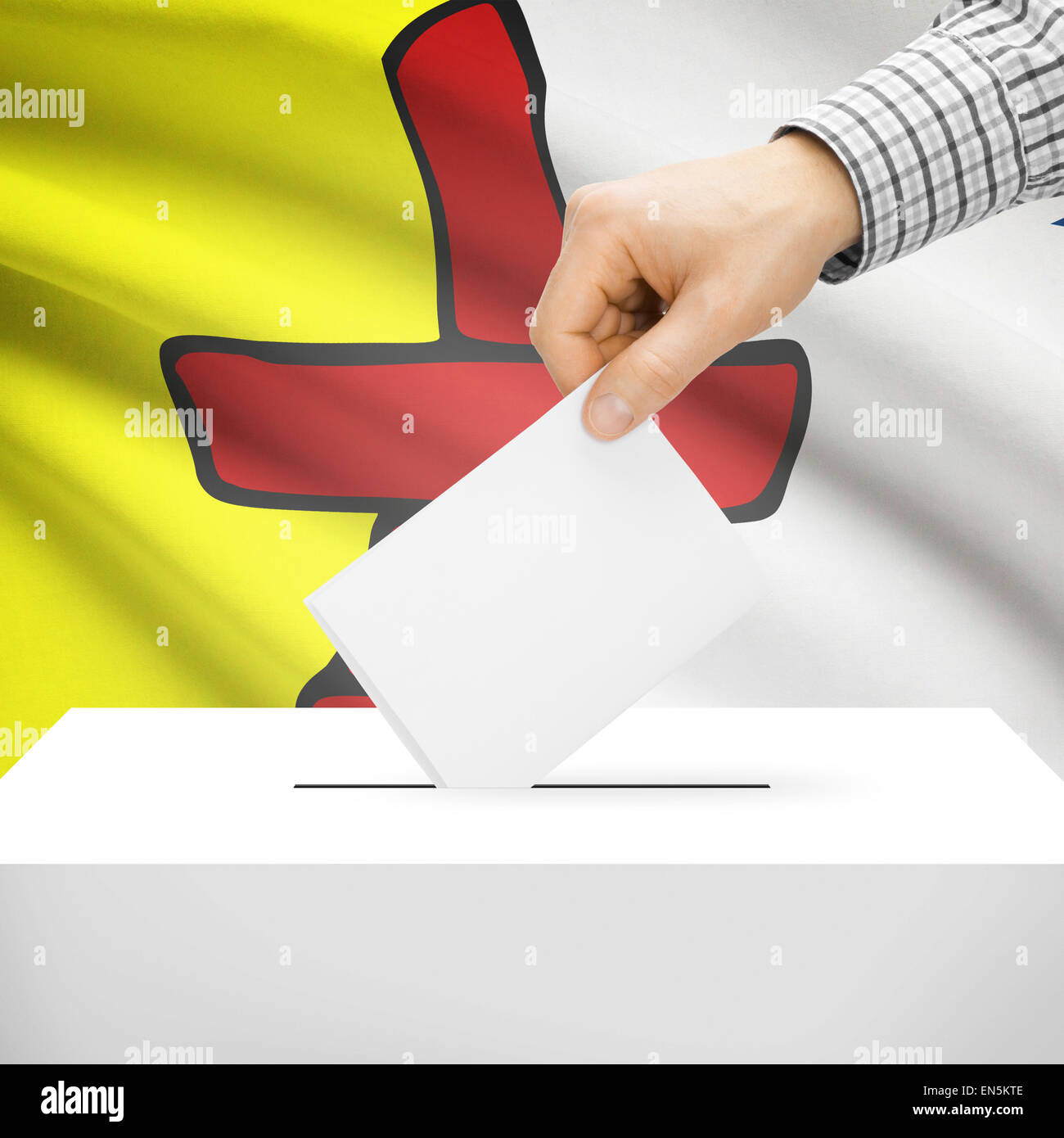 Ballot box with Canadian province flag on background series - Nunavut ...