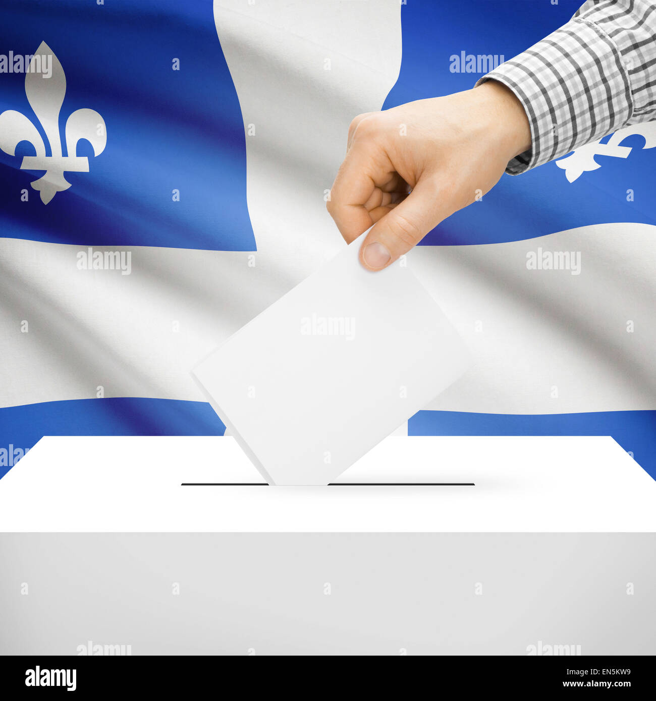 Ballot box with Canadian province flag on background series - Quebec ...