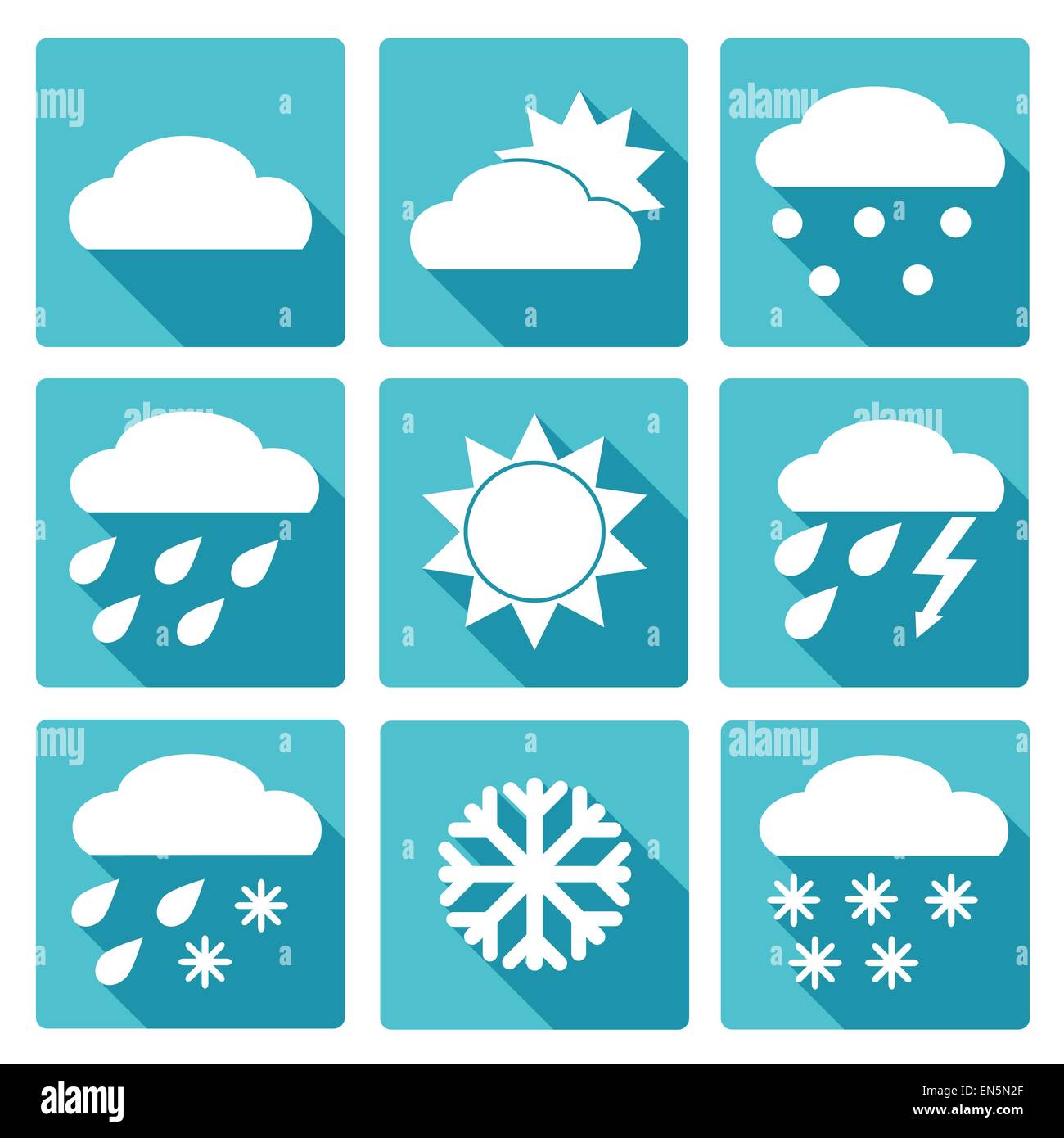 Vector Collection of Weather Icons in blue flat design style Stock ...