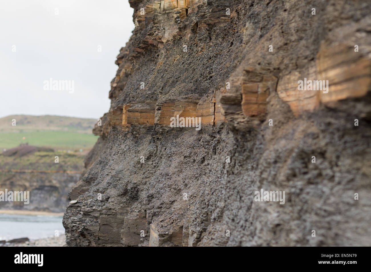 Inside a cliff in Dorset, view of the sediment Stock Photo - Alamy