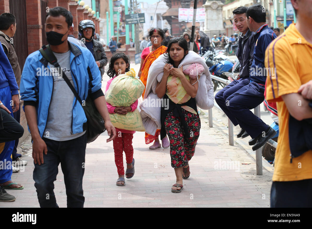 Kathmandu, Nepal. 26th Apr, 2015. Many people are now homeless and ...