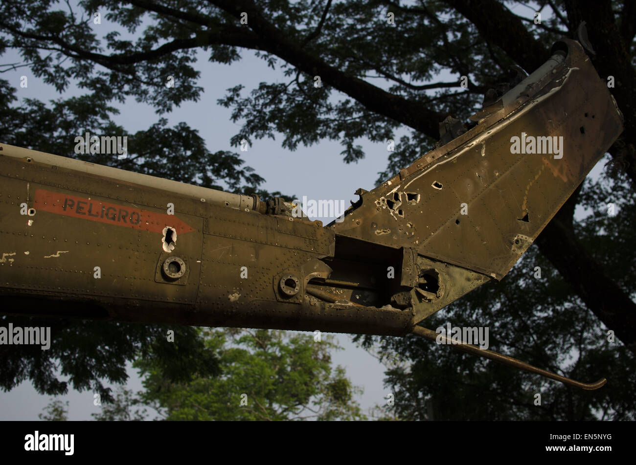April 24, 2015 - Cinquera, CabaÃ±as, El Salvador - Bullet holes mark ...
