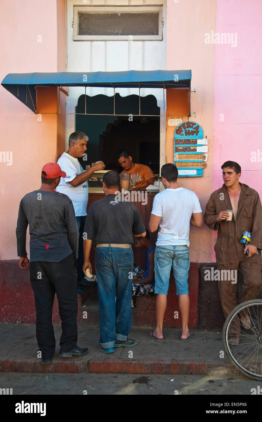 Vertical view of customers at a typical fastfood outlet in Trinidad ...
