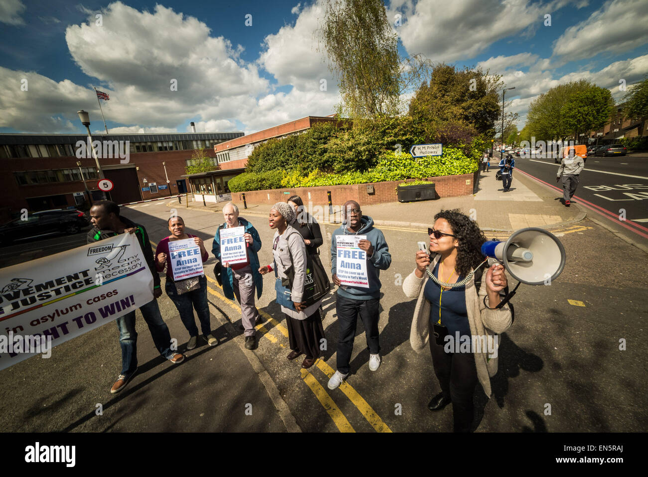London, UK. 28th April, 2015. Movement for Justice Protest outside ...