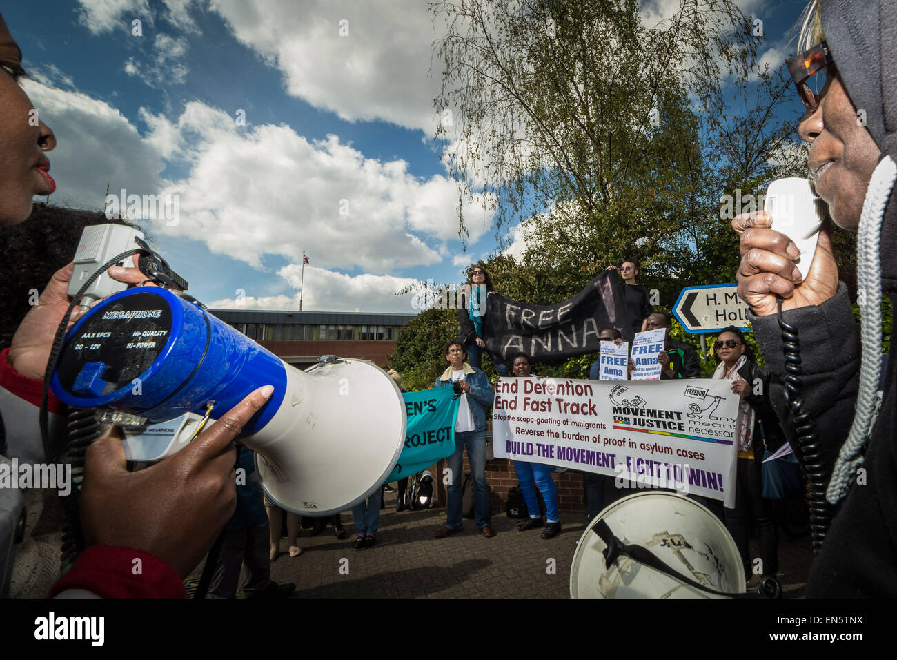London, UK. 28th April, 2015. Movement for Justice Protest outside ...