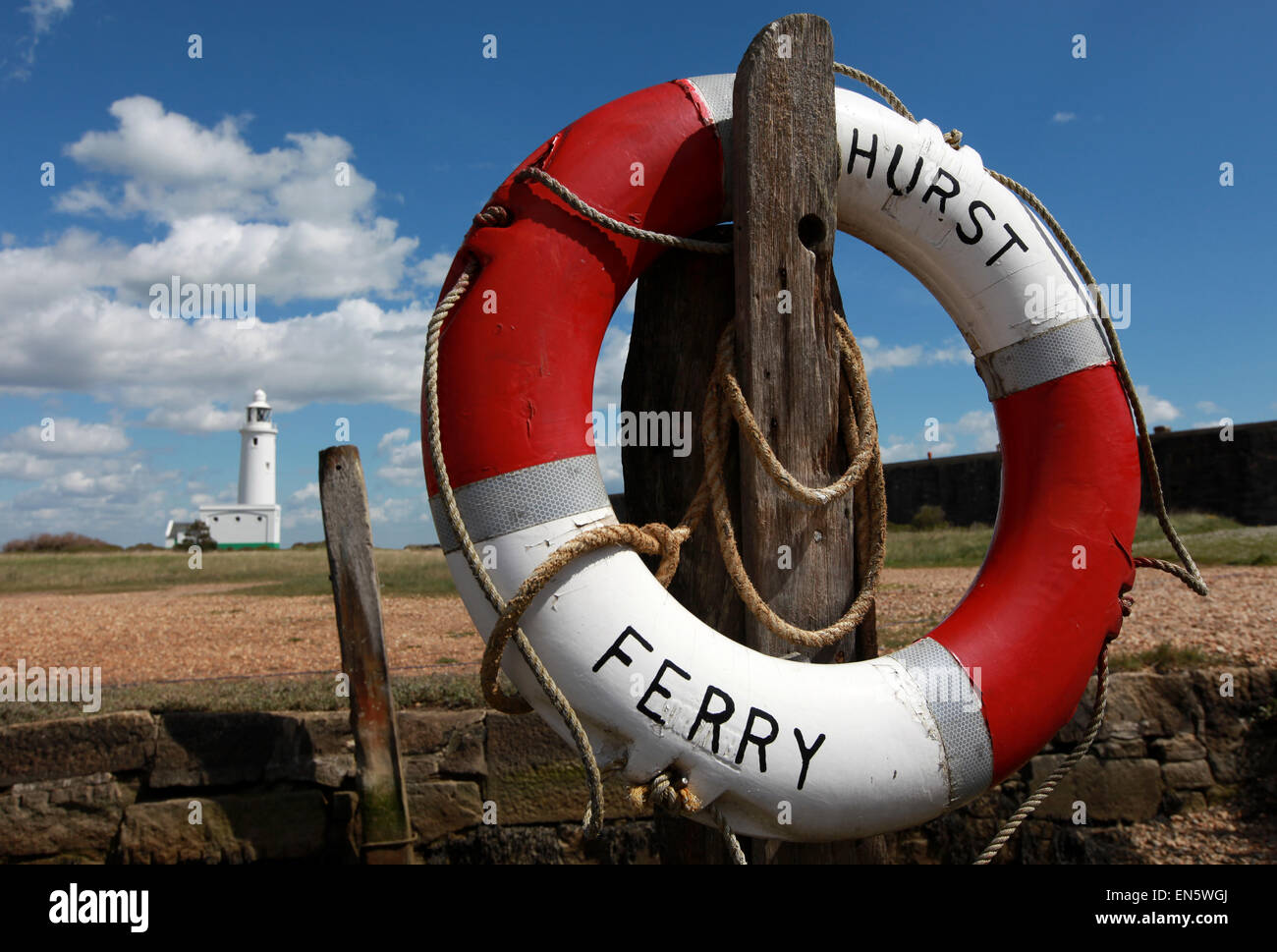 Hurst Ferry life ring with Hurst Point Lighthouse in the background at ...