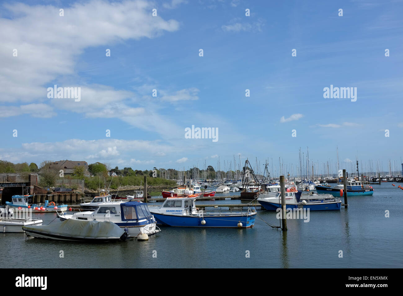 boats at Lymington Harbour in Lymington in the new Forest Hampshire ...