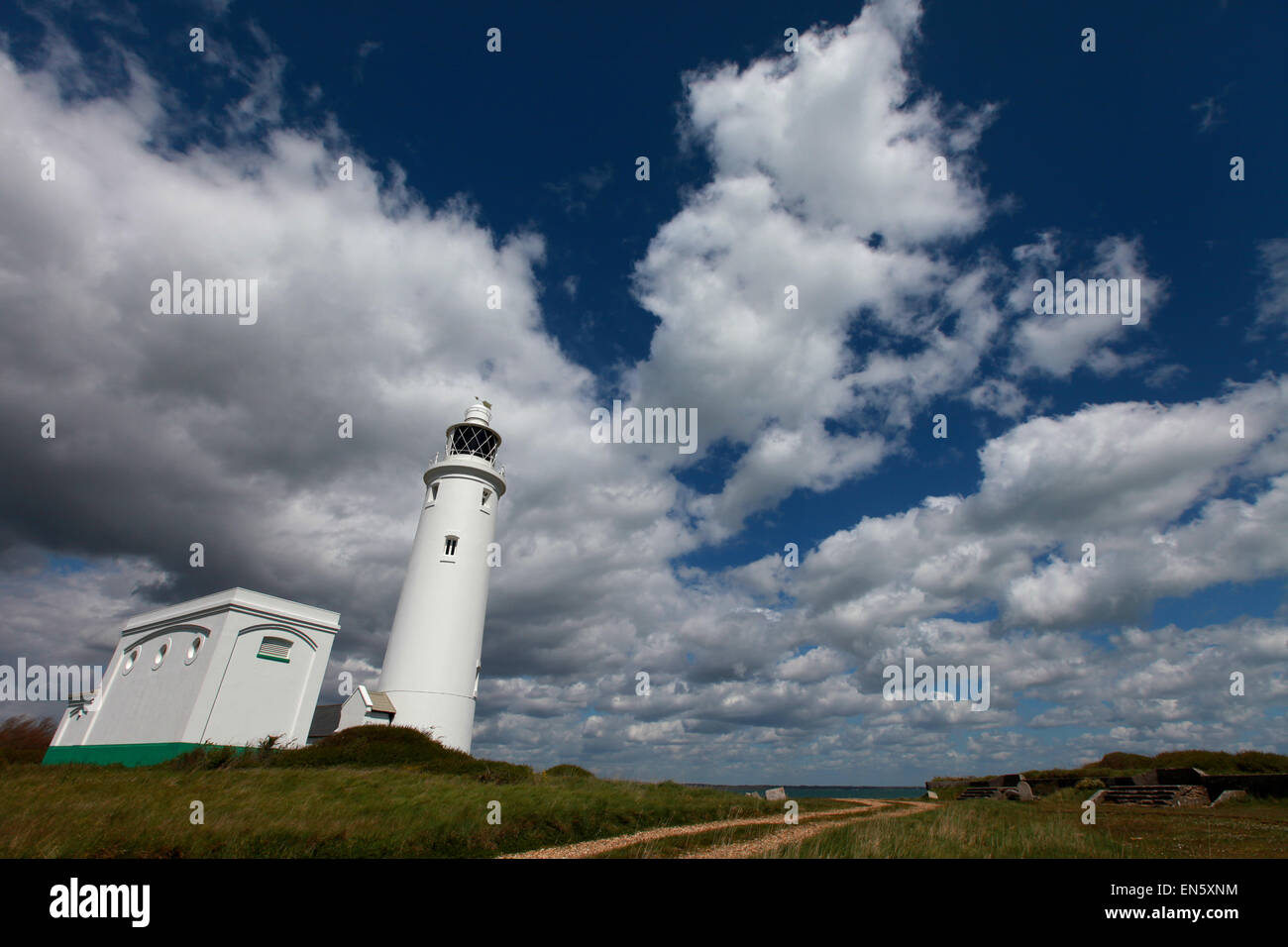 Hurst point Lighthouse on Hurst Spit next to Hurst Castle in Keyhaven ...