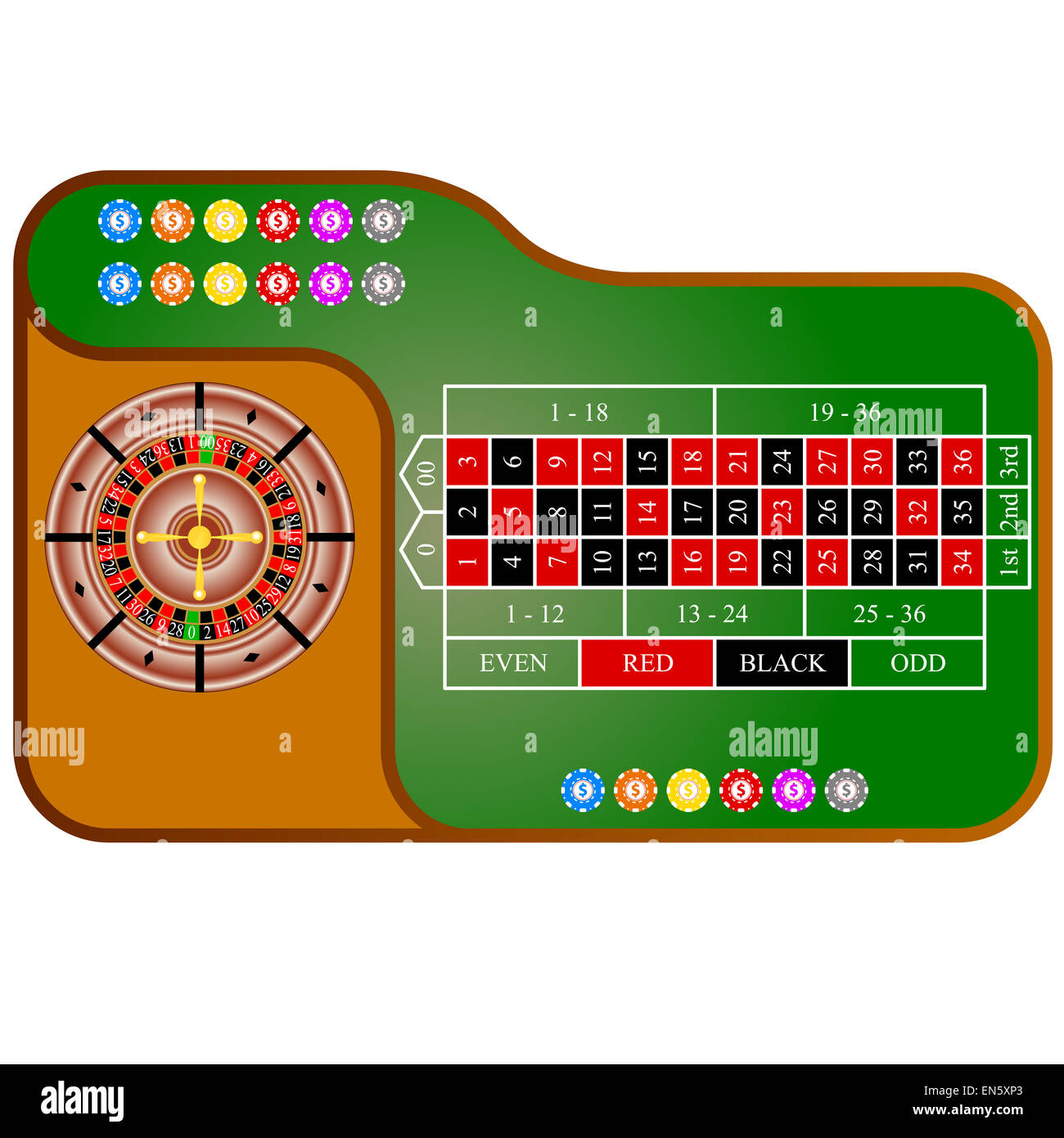 Tables, American Roulette. Vector illustration Stock Photo - Alamy