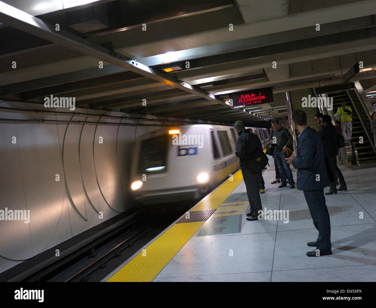 "Bart" (Bay Area Rapid Transit) arriving underground at Market St ...