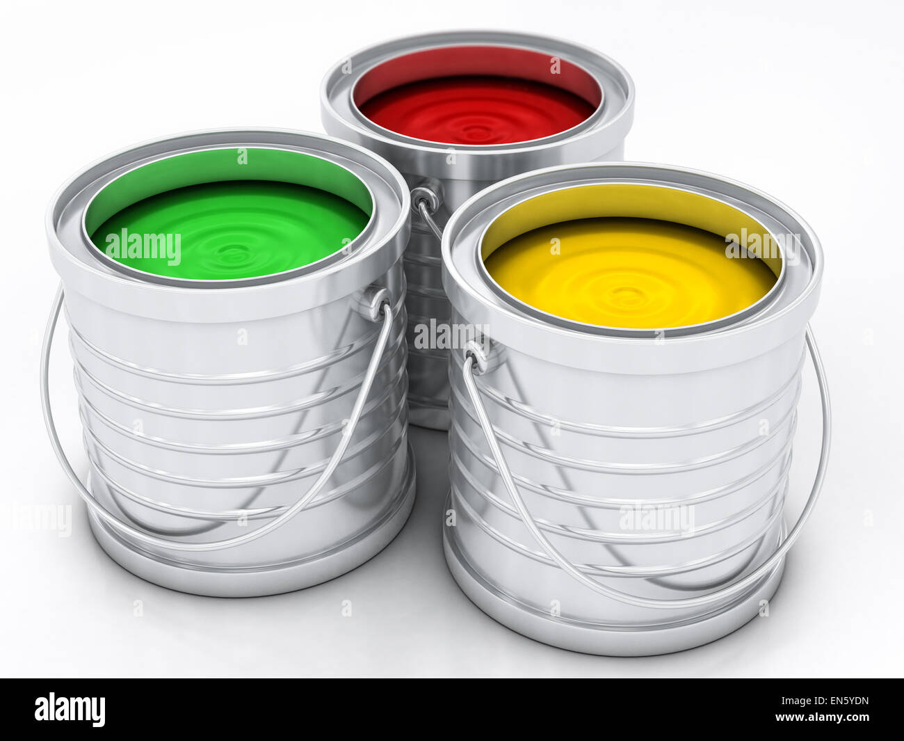 three color paint rainbow cans for renovation Stock Photo - Alamy