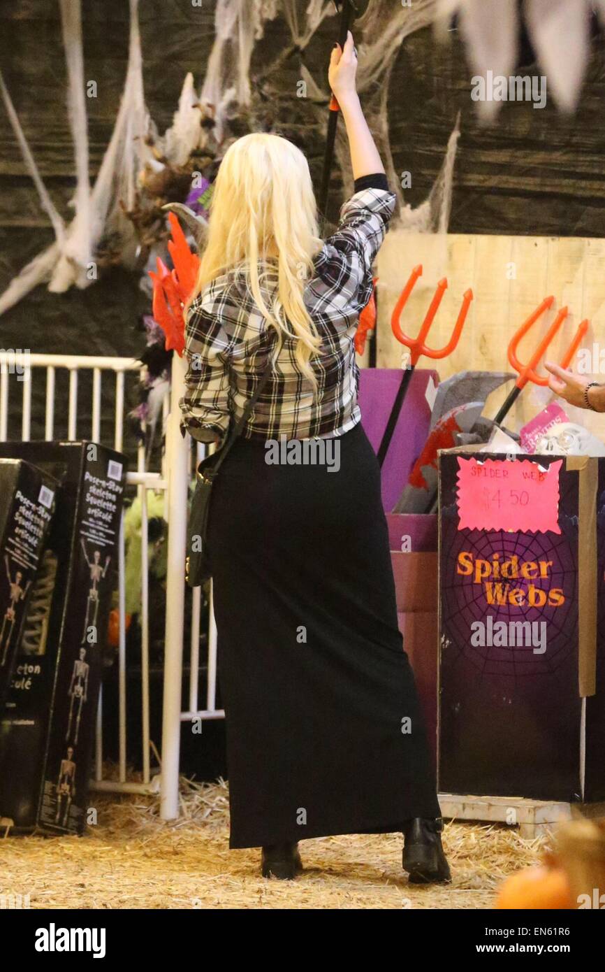 Christina Aguilera arrives at the Mr. Bones Pumpkin Patch with her fiancé Matthew Rutler ...