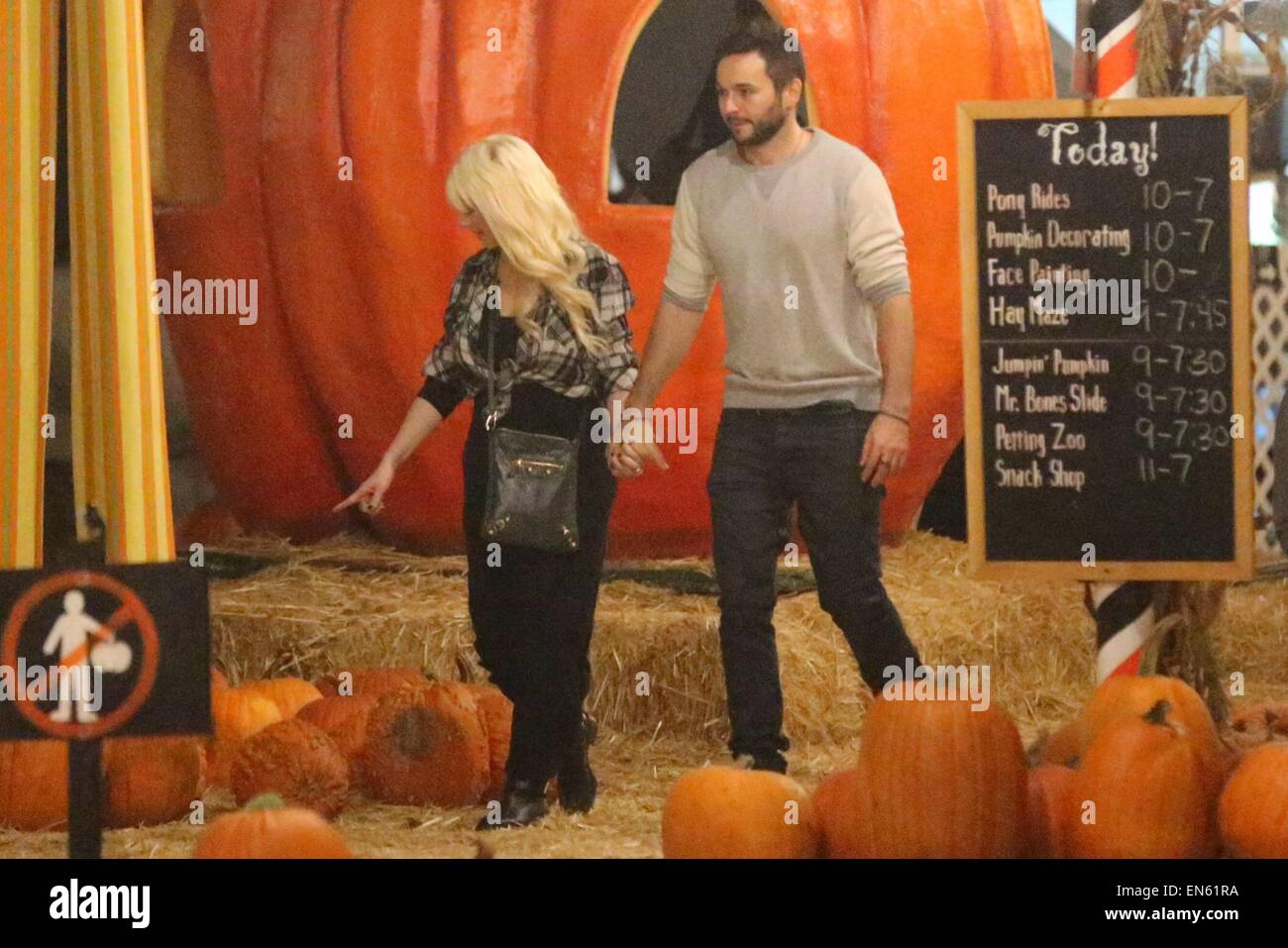 Christina Aguilera arrives at the Mr. Bones Pumpkin Patch with her fiancé Matthew Rutler ...