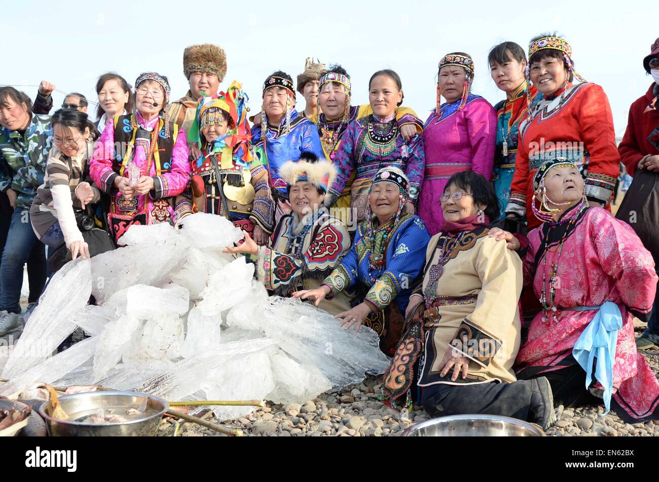 Huma, China's Heilongjiang Province. 28th Apr, 2015. People of the ...