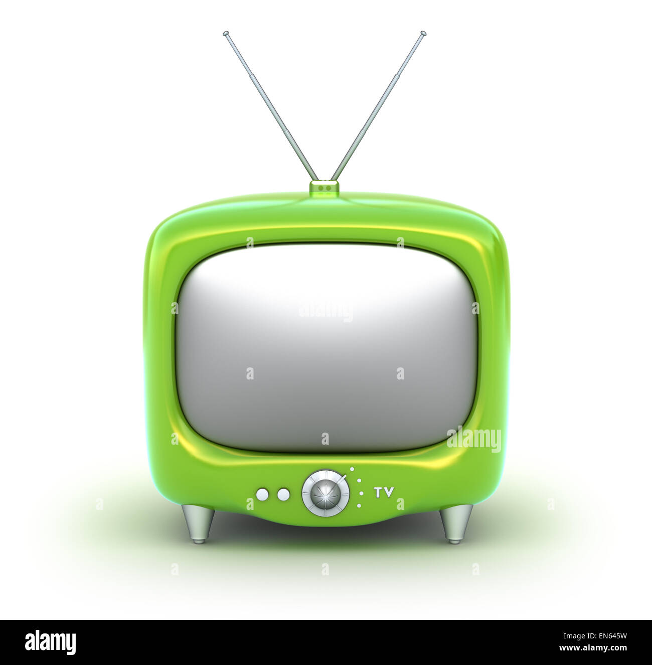 Green retro TV Set. Isolated on white background. My own design Stock ...