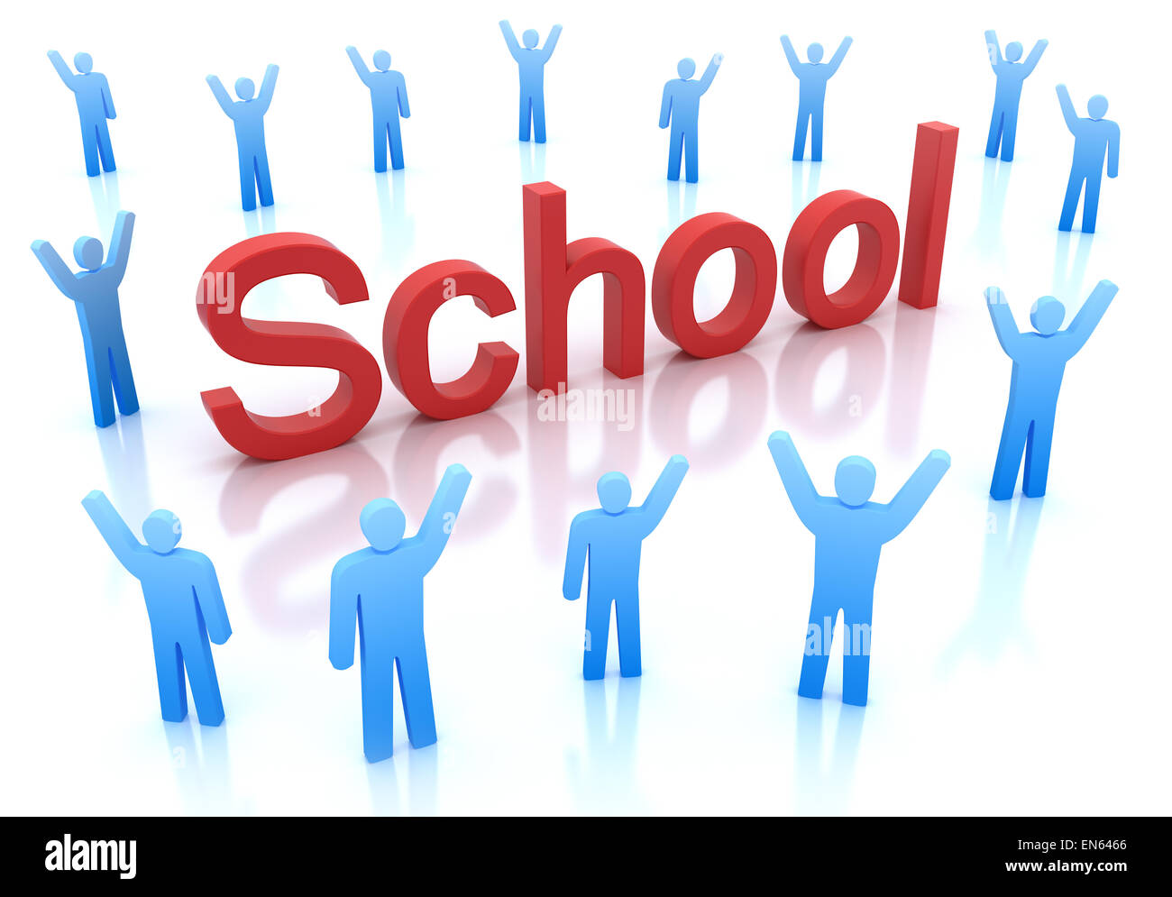 School icon with happy people around, isolated on white Stock Photo - Alamy