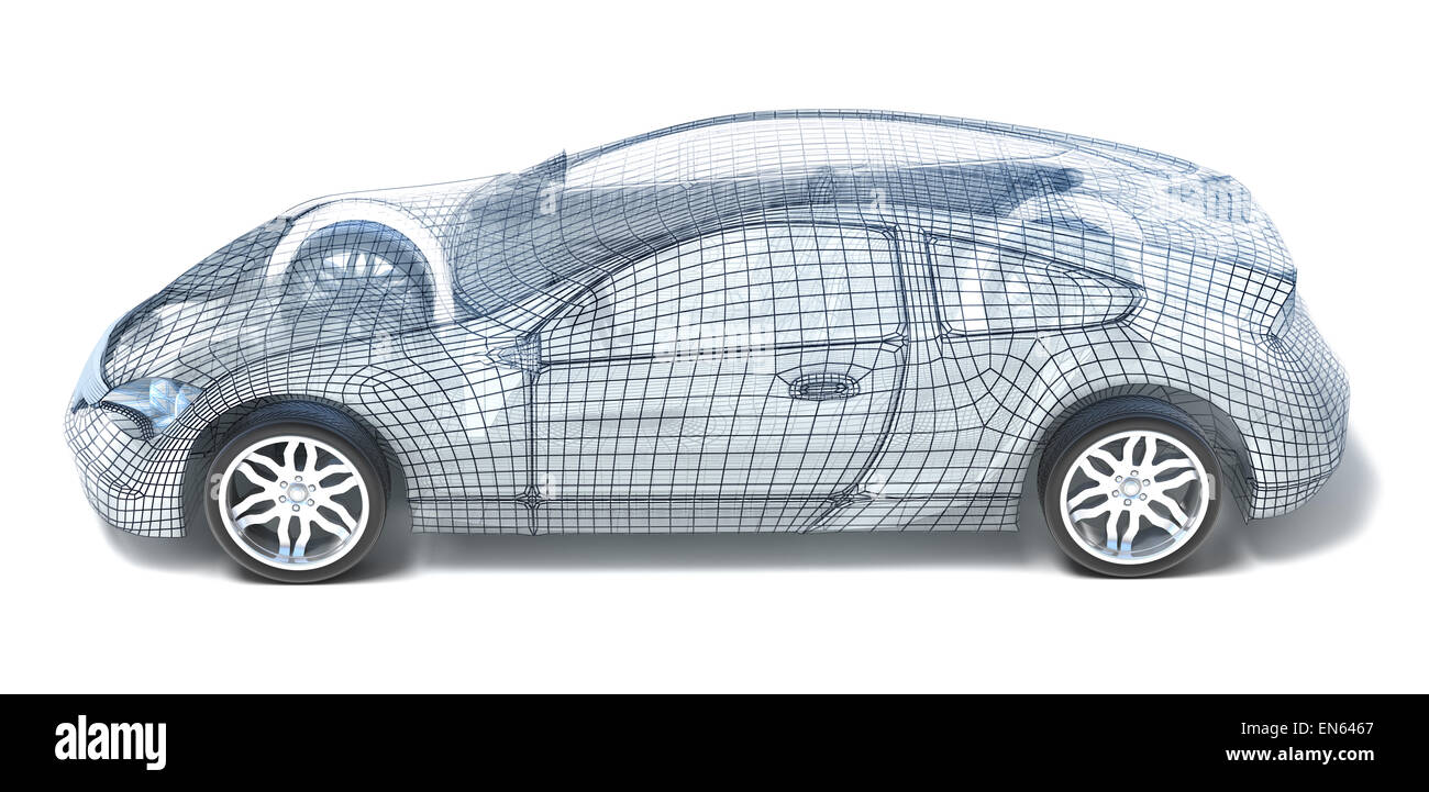 Sport Car Wireframe. Left view. My own design Stock Photo - Alamy