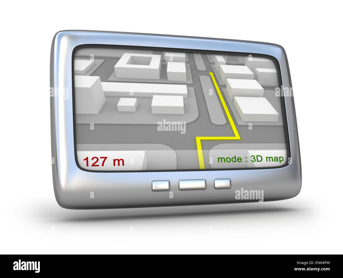 GPS navigator and 3D map on white background Stock Photo - Alamy