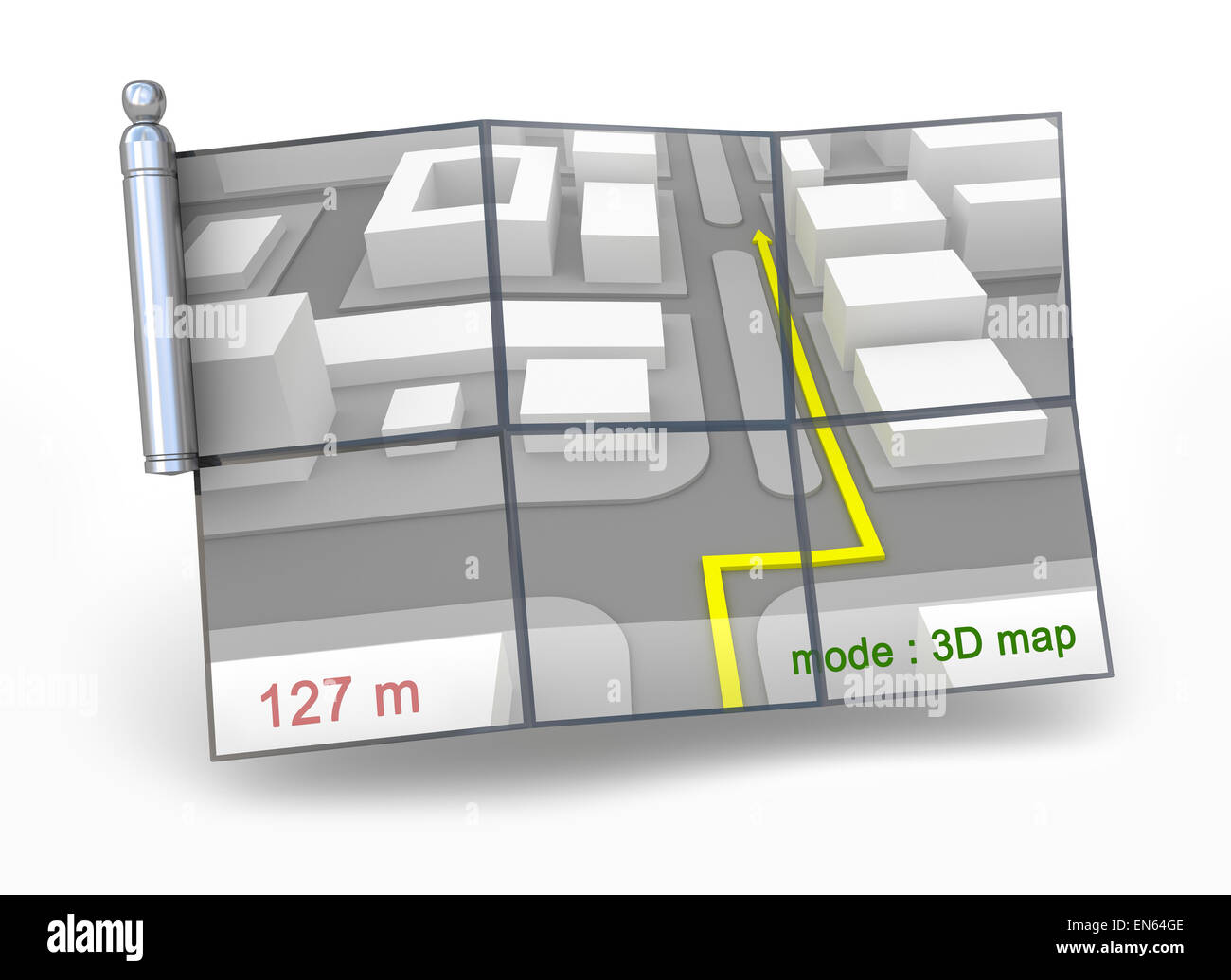 3D map navigator on white background Stock Photo - Alamy