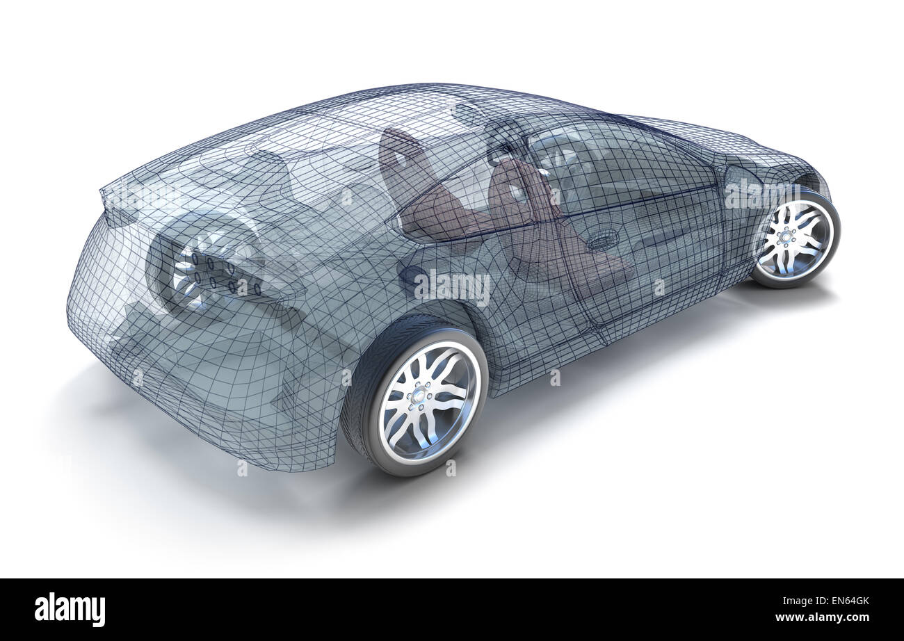 3d render wireframe sports car hi-res stock photography and images - Alamy