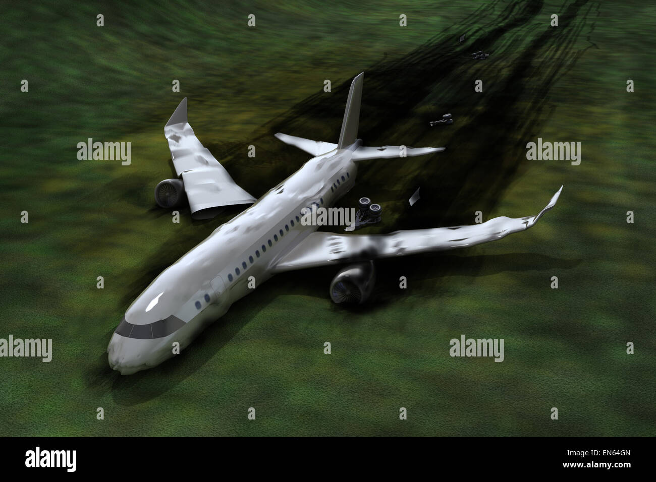 Airplane crash, 3d image, My own design Stock Photo - Alamy