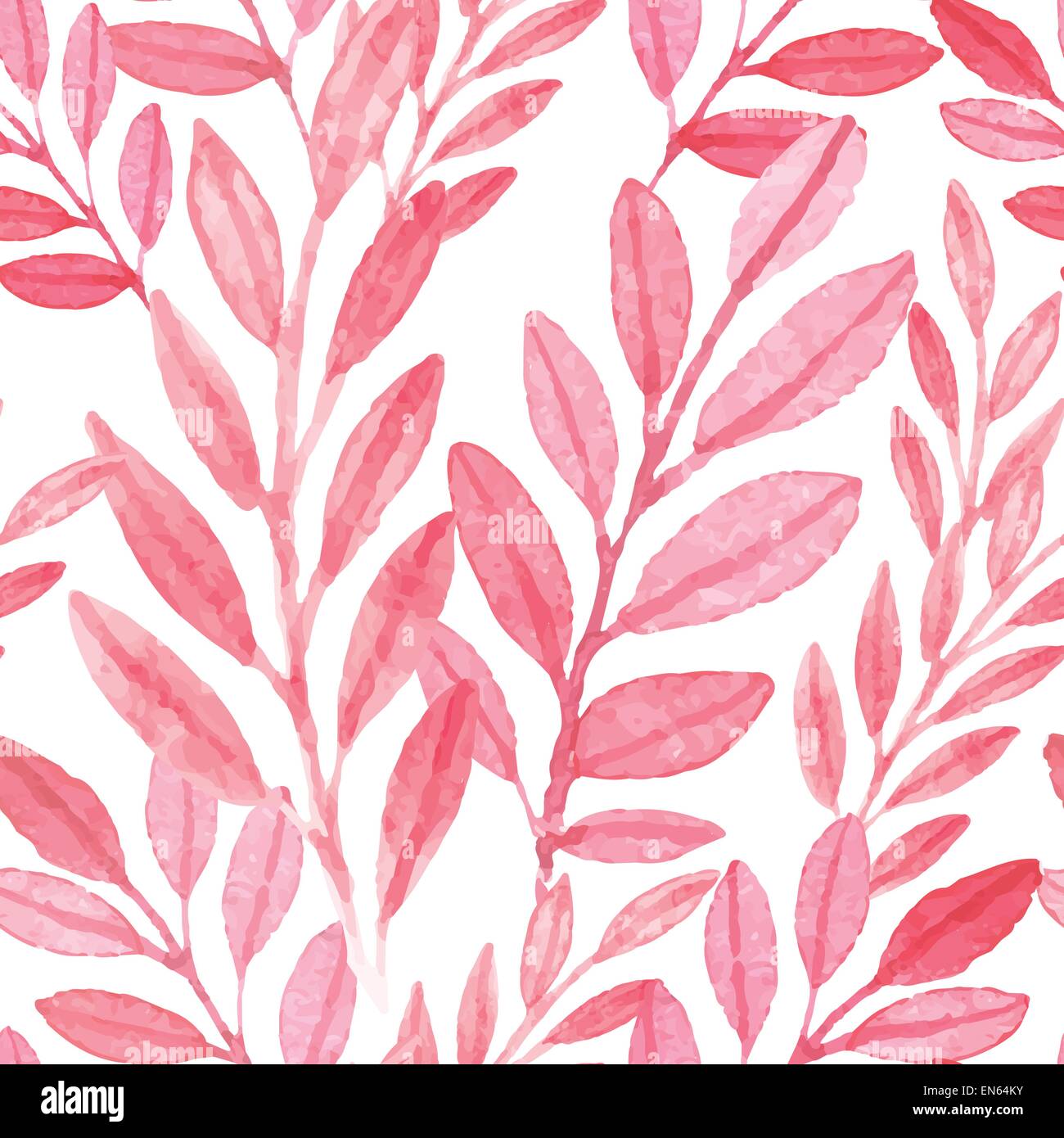 Seamless watercolor vector Pink pattern of leaves Stock Vector Image ...
