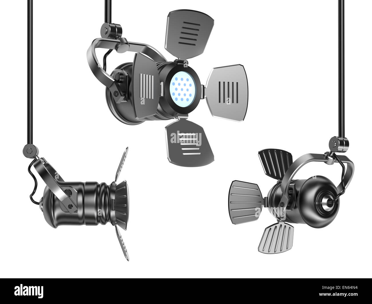 Spotlights set isolated on white. 3D render Stock Photo - Alamy