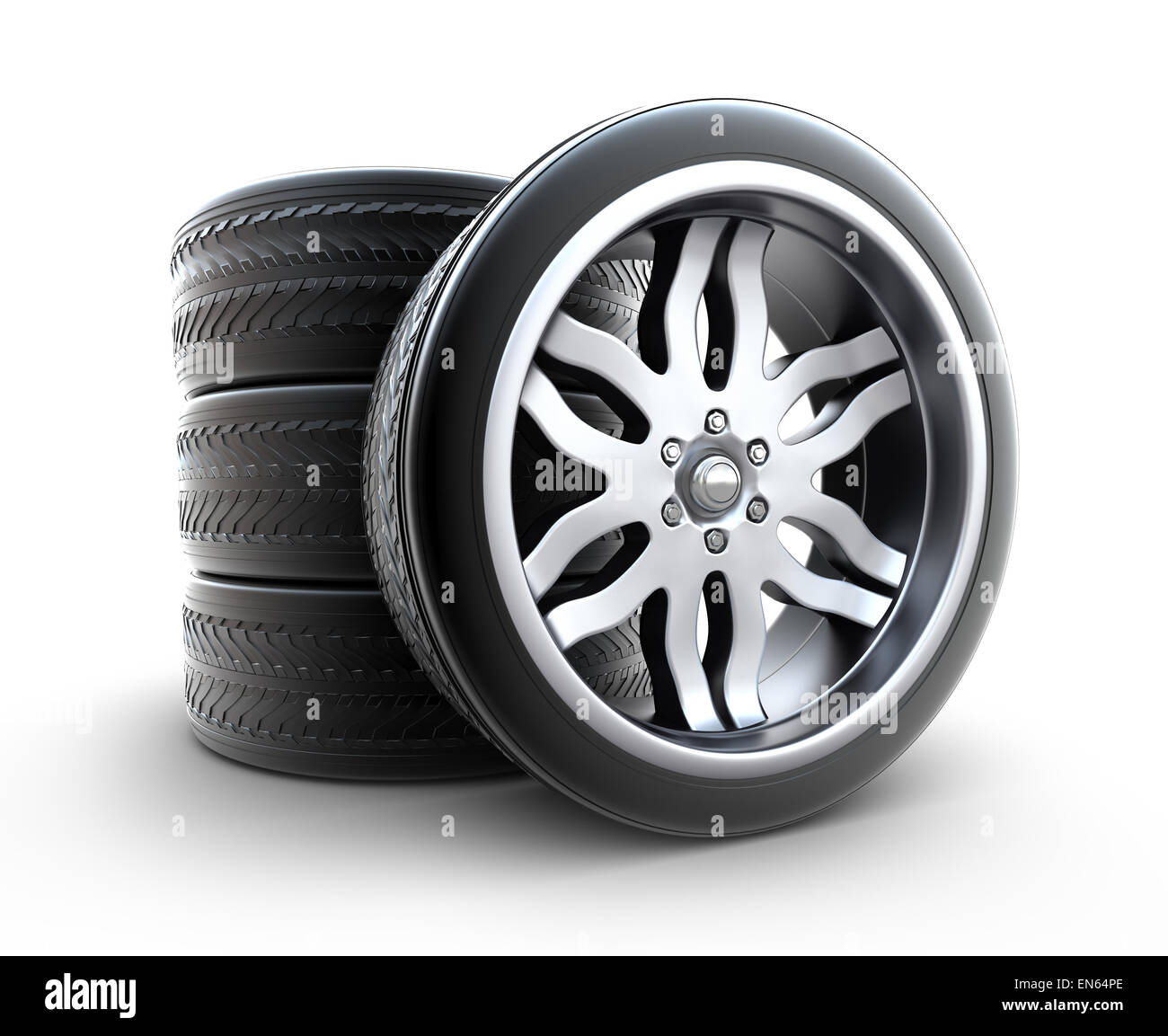 Wheels Set isolated on white Stock Photo - Alamy