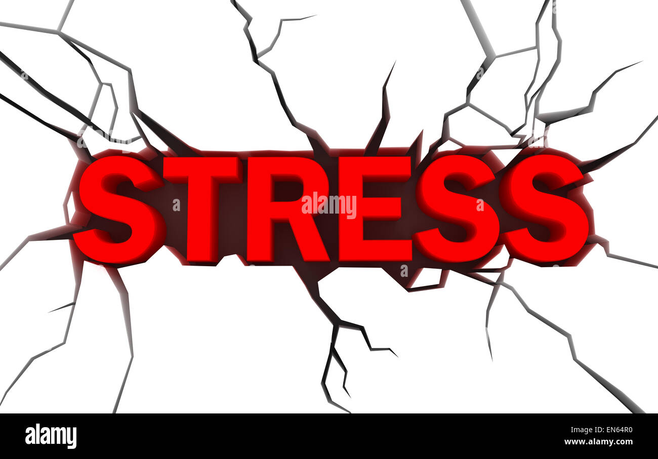 word stress in red color with cracks over white Stock Photo - Alamy