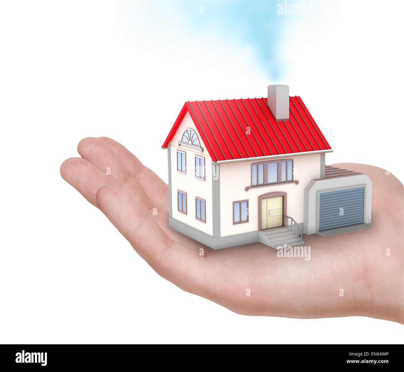 The house in human hand isolated on white Stock Photo - Alamy