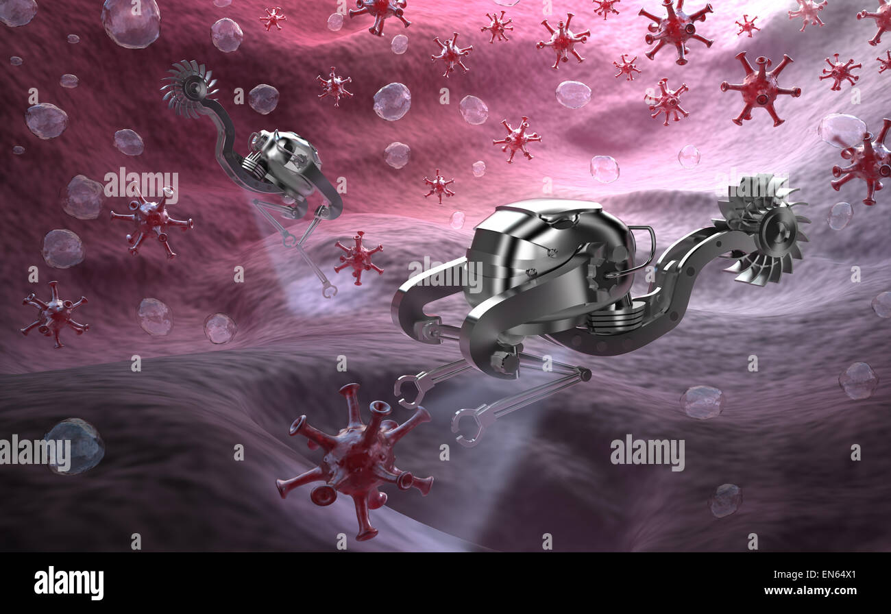 Nanotechnology: micro robots at fight against virus Stock Photo - Alamy