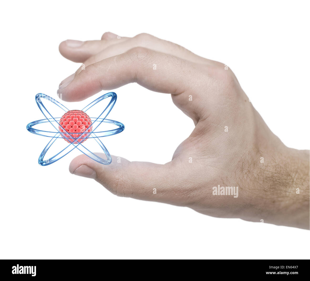 Atom in the hand Stock Photo - Alamy