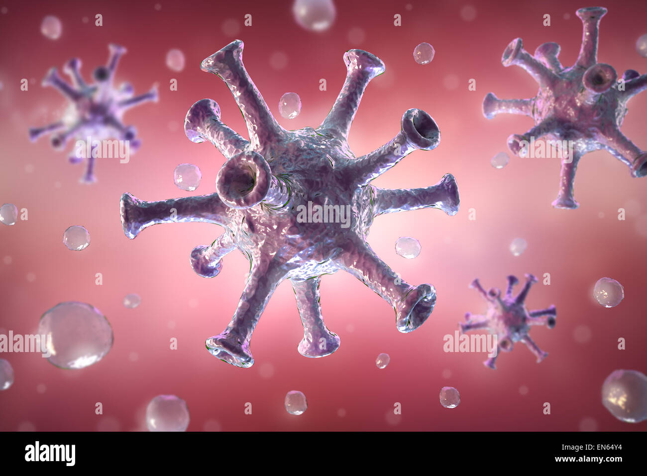 Virus organism under microscope. 3D concept Stock Photo - Alamy