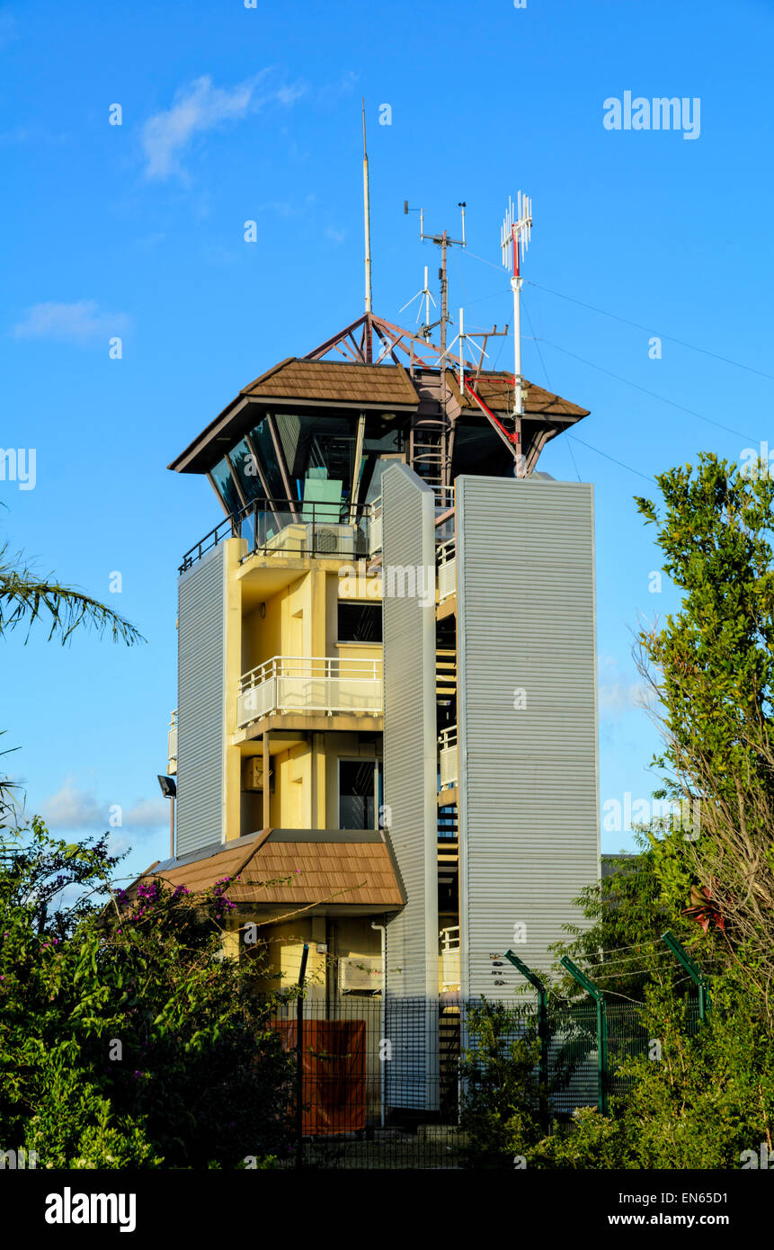 Interesting architecture of a small airport control tower Stock Photo ...