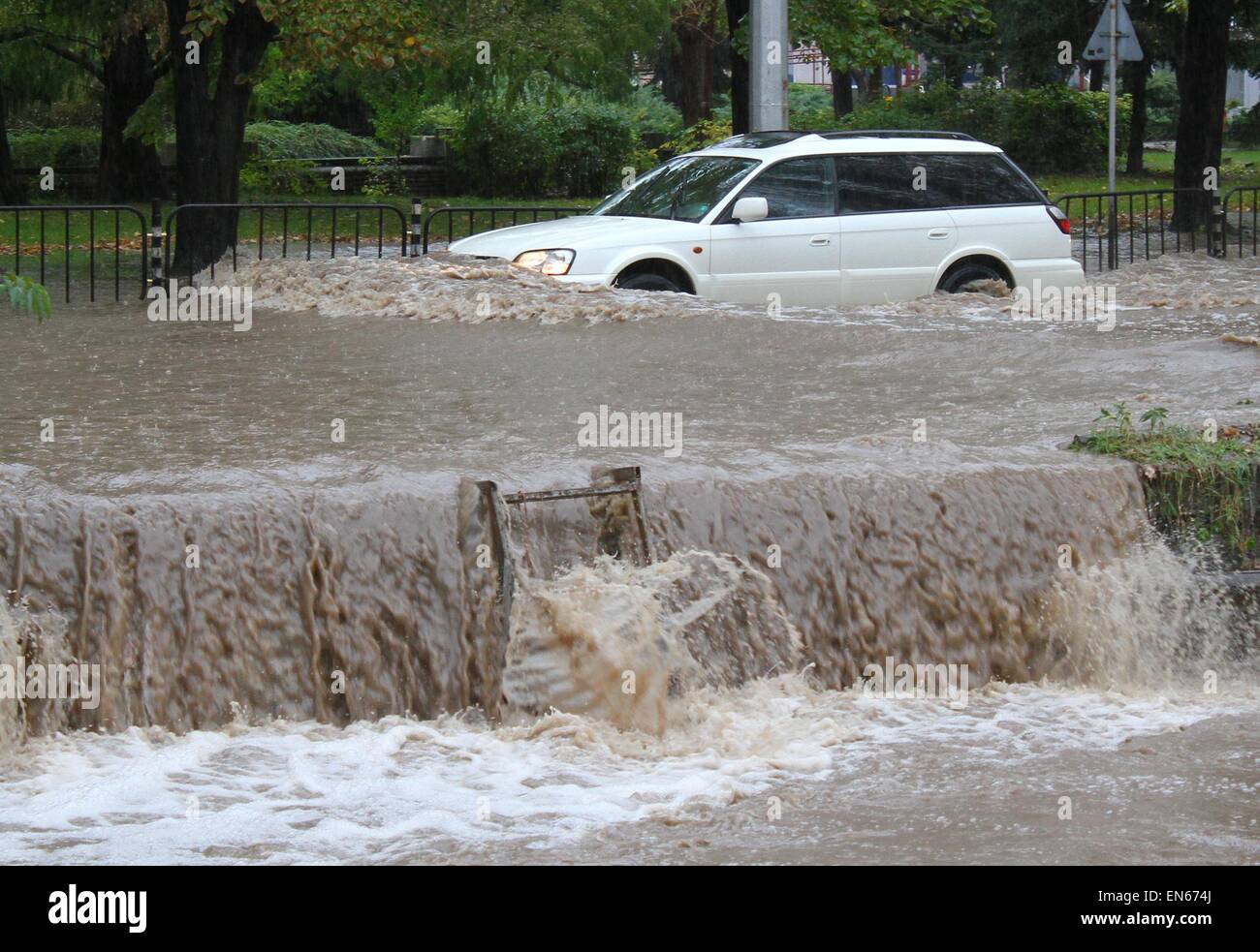 Heavy rain and storm hit the Bulgarian town of Haskovo, south-east of ...