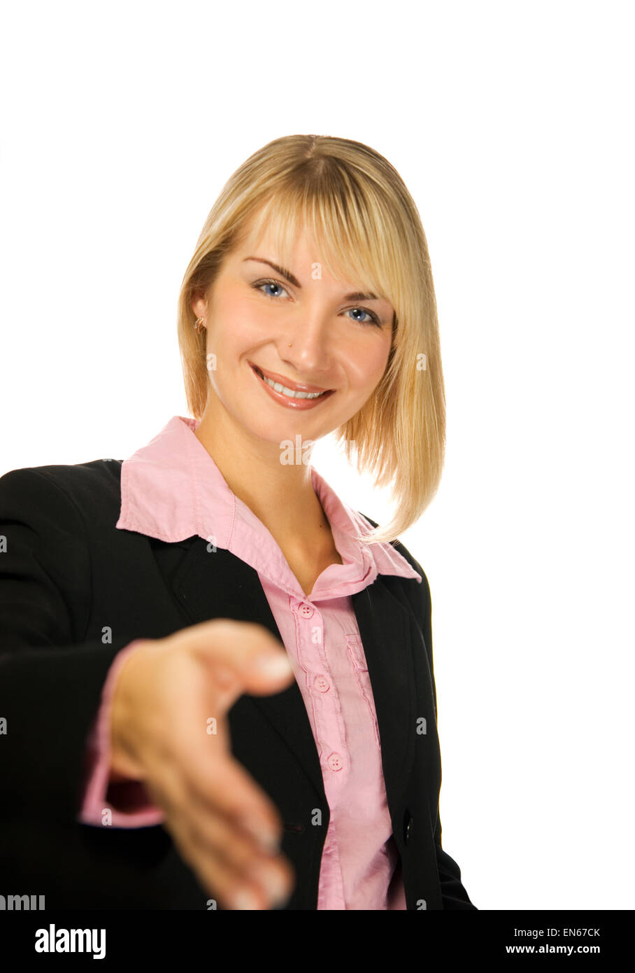 Beautiful business woman isolated on white background Stock Photo - Alamy